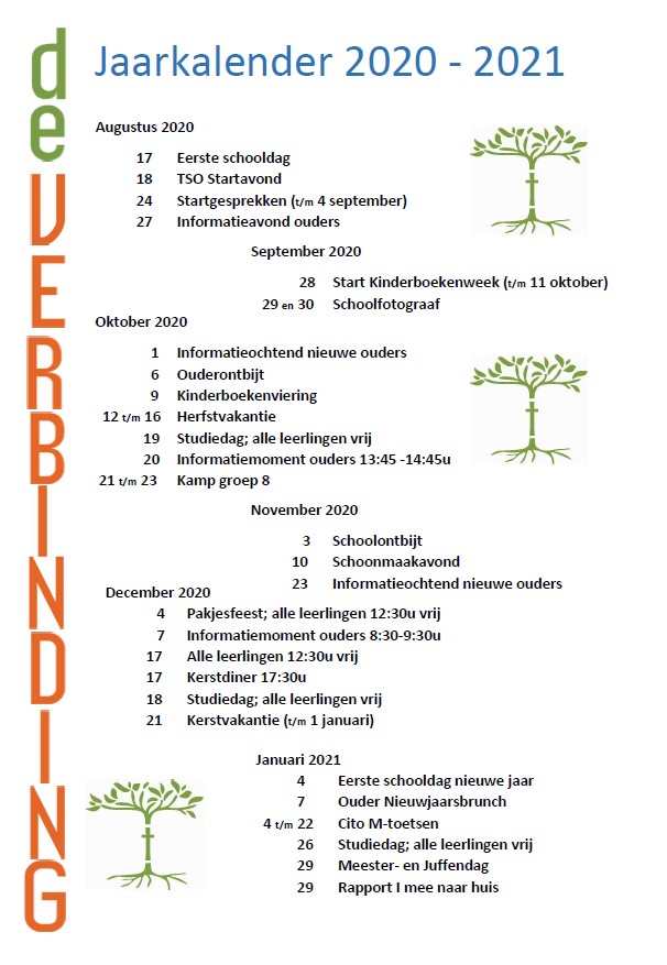 Jaarkalender - Christelijke basisschool de Verbinding